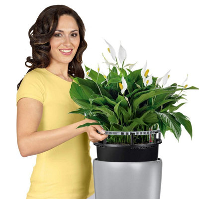 75cm Tall Planter, Black Plastic Self-watering Large Plant Pot with ...