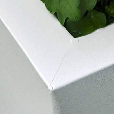 75cm Zinc Galvanised Matte White Tall Square