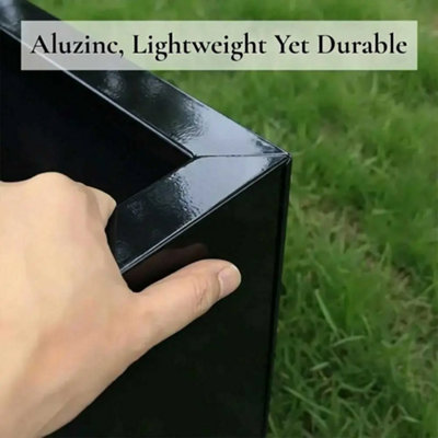 75cm Zinc Galvanised Platinum Black Trough Planter