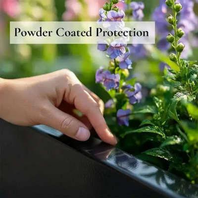 75cm Zinc Galvanised Platinum Black Trough Planter