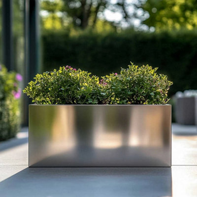 75cm Zinc Galvanised Silver Trough Planter