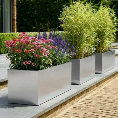 75cm Zinc Galvanised Silver Trough Planter