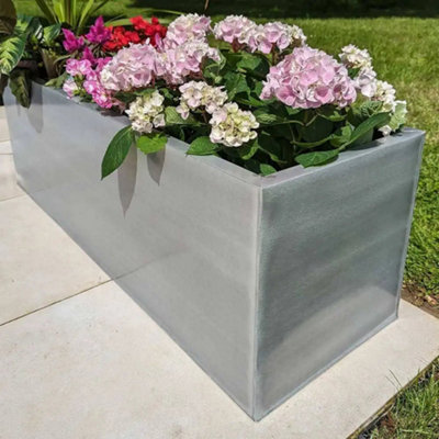 75cm Zinc Galvanised Silver Trough Planter