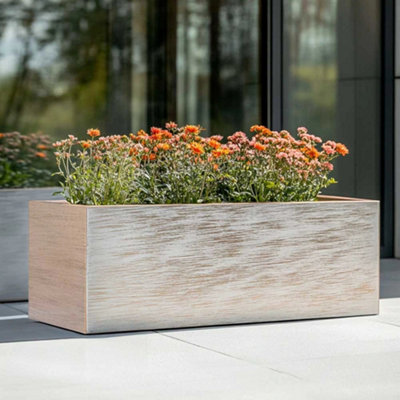75cm Zinc Hand Finished Brushed White & Copper Trough Planter