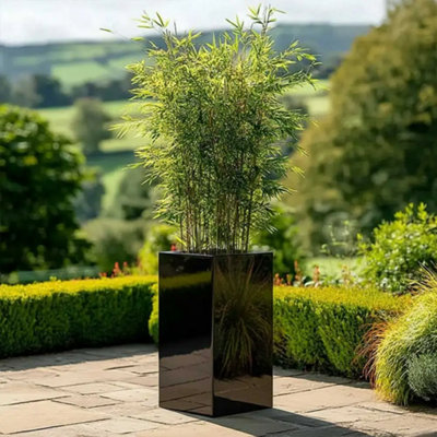 75cm Zinc Platinum Black Tall Square Planter