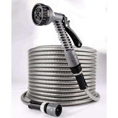 75ft Stainless Steel Hose with 7 Function Spray Nozzle - Flexible Kink ...
