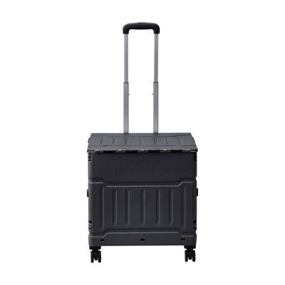 75L Black 43.5cm W x 40cm D x 45cm H Collapsible Rolling Utility Crate