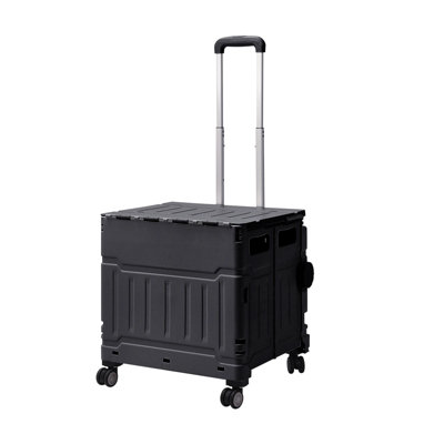 75L Black 43.5cm W x 40cm D x 45cm H Collapsible Rolling Utility Crate