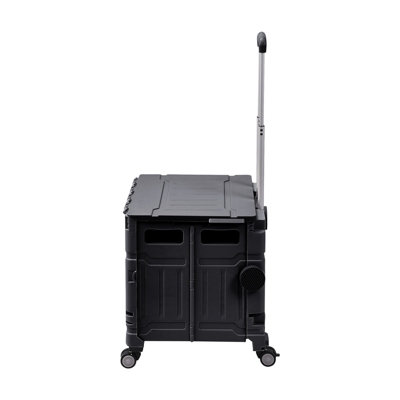 75L Black 43.5cm W x 40cm D x 45cm H Collapsible Rolling Utility Crate