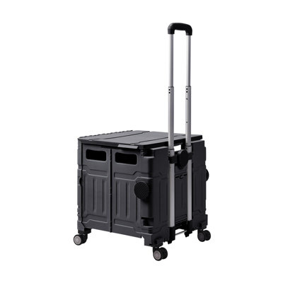 75L Black 43.5cm W x 40cm D x 45cm H Collapsible Rolling Utility Crate
