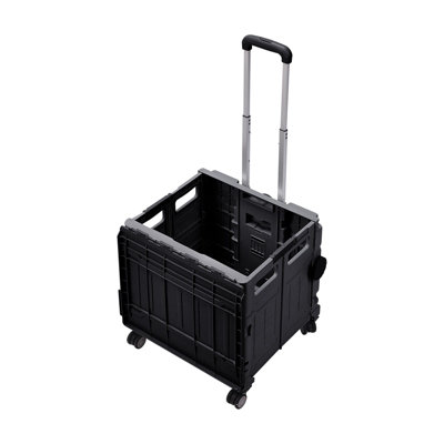75L Black 43.5cm W x 40cm D x 45cm H Collapsible Rolling Utility Crate