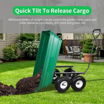 75L Lightweight Rolling Portable Garden Yard Push Dump Cart Beach Wagon ...