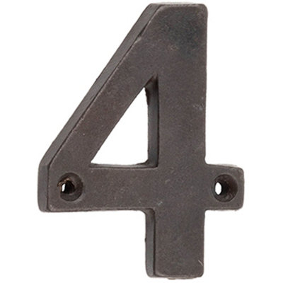 75mm Beeswax Iron Door Numeral - Number 4 Premium Quality Wall House Sign