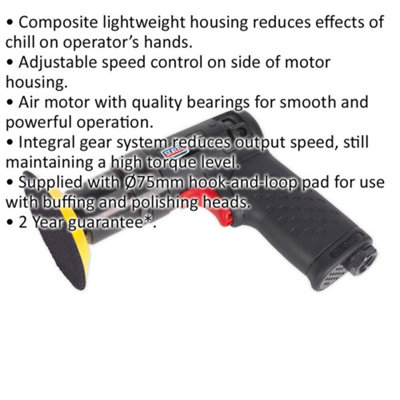75mm Lightweight Mini Air Polisher with Adjustable Speed for ...