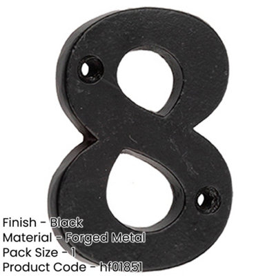 75mm Matt Black Door Numeral - Number 8 Premium Quality Wall House Sign