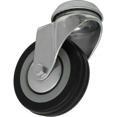 75mm Swivel Bolt Hole Castor Wheel - Rubber with Steel Centre - 23mm ...