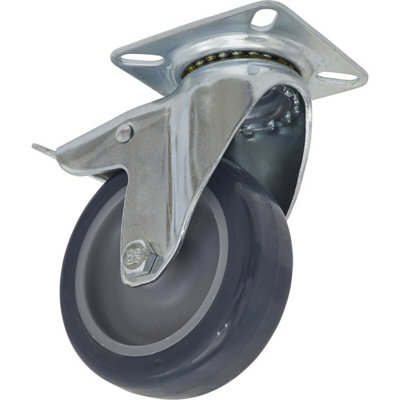 75mm Swivel Plate Castor Wheel with Total Lock Brakes - Durable PP & PU ...