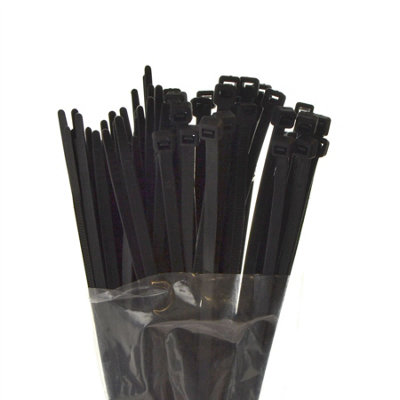75pc Zip Ties 200mm x 4.5mm Black Cable Ties Wrap Wire Lock Ties | DIY ...