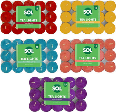 75pk Mixed Tea Lights Candles - Scented Tea Lights - Tea Light Candle ...