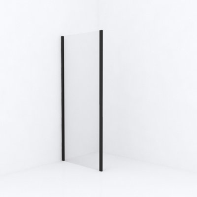 760mm Bathroom Shower Enclosure Side Panel Easy Clean Glass Black
