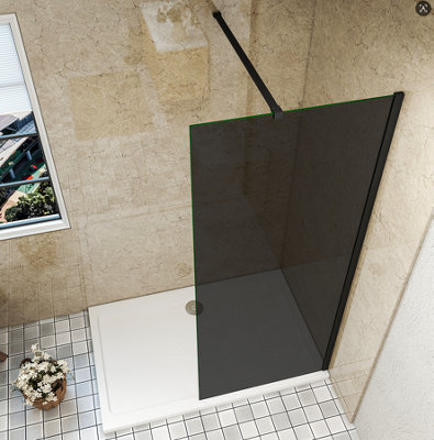 760x1900mm Black Walk In Shower Enclosure Screen Bathroom Wet Room 8mm ...