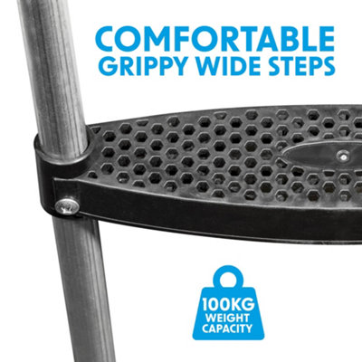 76cm Height 2 Tread Trampoline Ladder Steps - Frame Hanging Wide Grip ...