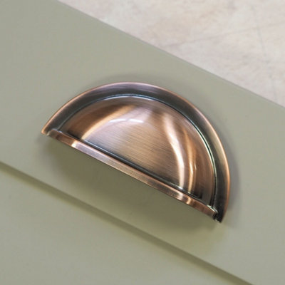 76mm Brushed Black Copper Cabinet Cup Handle Grey Cupboard Door Drawer ...