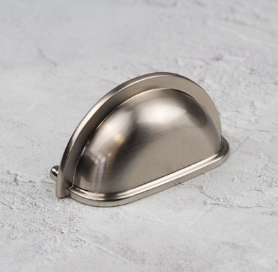 76mm Brushed Nickel Cabinet Cup Handle Grey Cupboard Door Drawer Pull ...