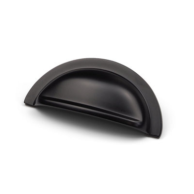 76mm Matt Black Cabinet Cup Handle Dark Kitchen Cupboard Door Drawer ...