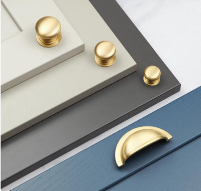 76mm Satin Brass Cabinet Cup Handle Shell Kitchen Cupboard Door Drawer ...