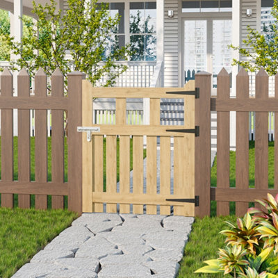 76x90cm Outdoor Wooden Garden Gate Fence Patio Gate Yard Entrance Way ...