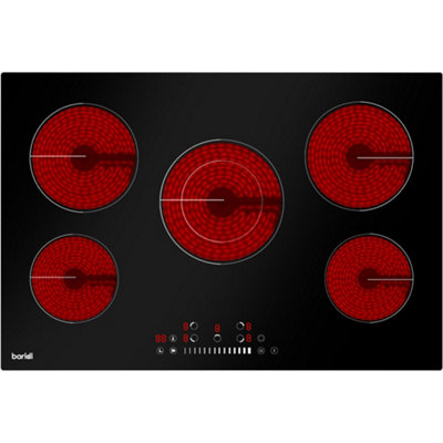 77cm 8200W 5 Zone Electric Ceramic Hob with Touch Control - Sleek Black ...