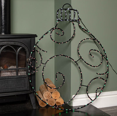 78cm Metal Hanging Christmas Bauble with 245 Static & Twinkling LEDs in ...