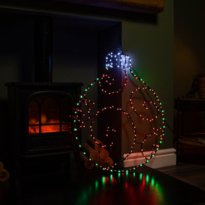 78cm Metal Hanging Christmas Bauble with 245 Static & Twinkling LEDs in ...
