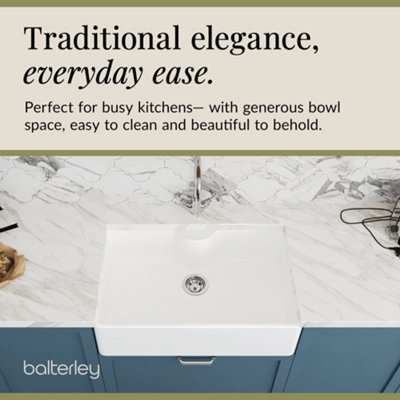 795mm - Fireclay Single Bowl Butler Kitchen Sink - Classic Tap, Tap ...
