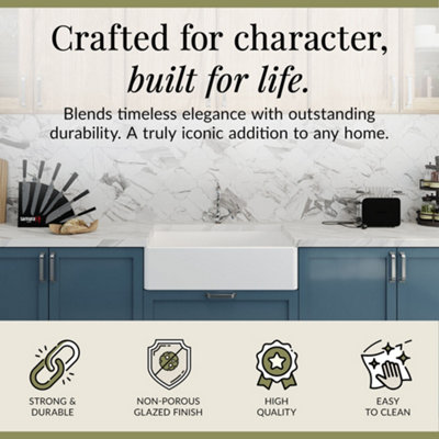 795mm - Fireclay Single Bowl Butler Kitchen Sink - French Classic Tap ...