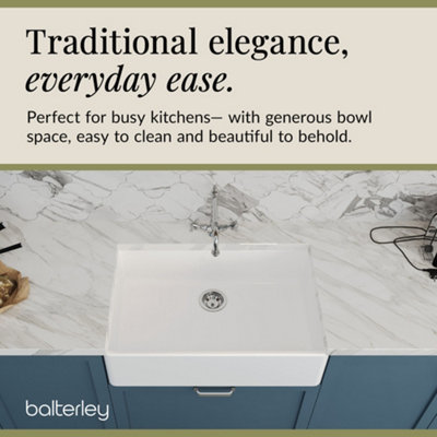 795mm - Fireclay Single Bowl Butler Kitchen Sink - French Classic Tap ...