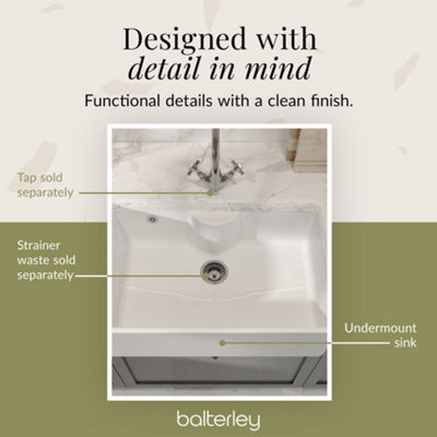 795mm - Single Bowl Butler Kitchen Sink - with Tap Ledge, Overflow