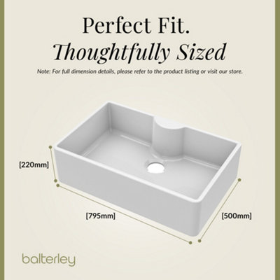 Shop 795mm - Single Bowl Butler Kitchen Sink - with Tap Ledge