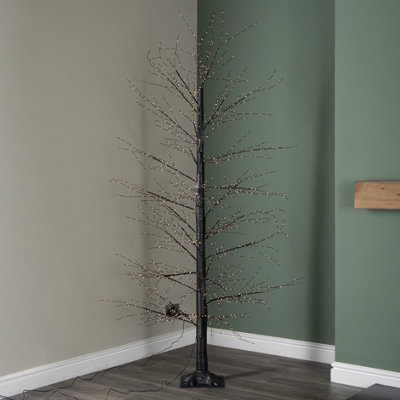 7ft (2.10m) Tall Light up Black Micro Dot Christmas Tree with 1600 Warm ...