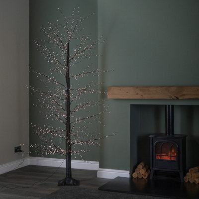 7FT (2.10M) TALL LIGHT UP BLACK MICRO DOT CHRISTMAS TREE WITH 1600 WARM ...