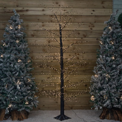 7ft (2.10m) Tall Light up Black Micro Dot Christmas Tree with 1600 Warm ...