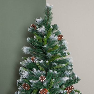 7ft (2.1m) Frosted Glacier Pine Snow Tipped Christmas Tree with ...