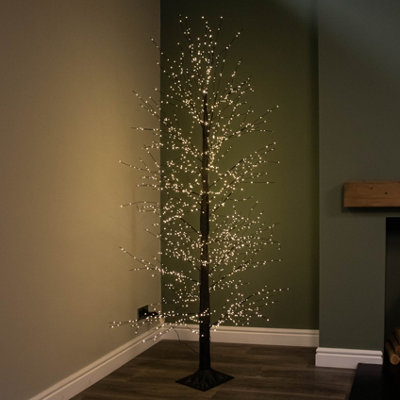 7ft (2.1m) Light up Black Micro Dot Christmas Tree with 1700 Static ...