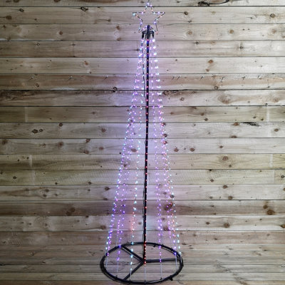 7ft (2.1m) Premier Christmas Outdoor Black Pin Wire LED Pyramid Maypole ...