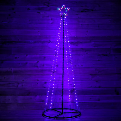 7ft (2.1m) Premier Christmas Outdoor Black Pin Wire LED Pyramid Maypole ...