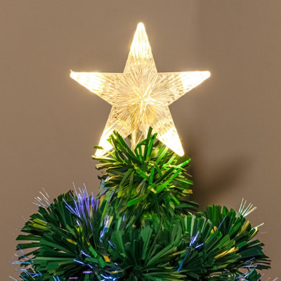 7FT (210cm) Green Fibre Optic Christmas Tree with Multi-coloured Fibre ...