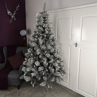 7ft (210cm) Premier Snow Fir Grey PVC Christmas Tree with 861 Cashmere ...
