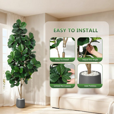 7ft Artificial Fiddle Leaf Fig Tree Potted Black Pot