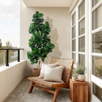 7ft Artificial Fiddle Leaf Fig Tree Potted Black Pot